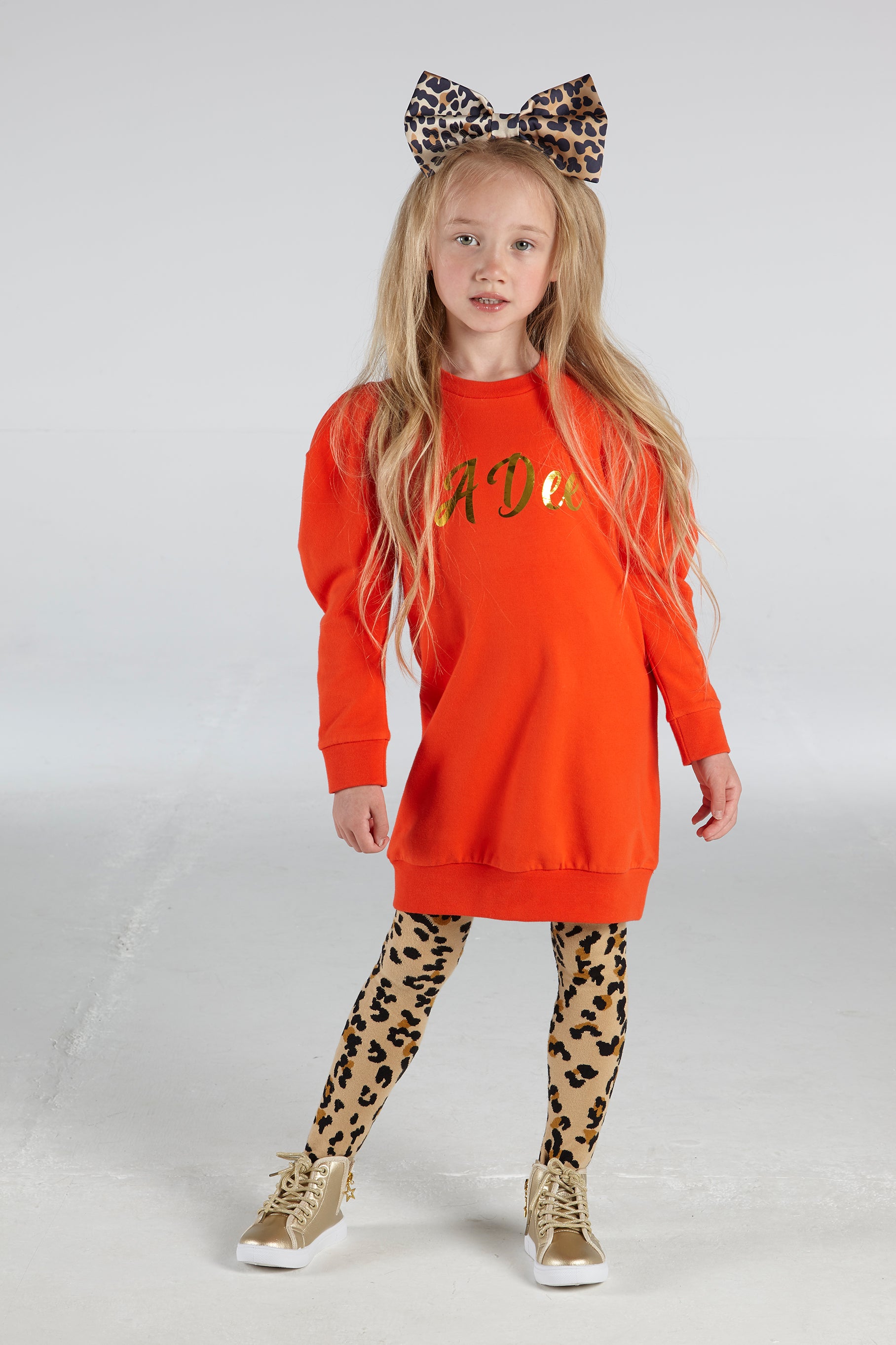 AW21 A Dee Girls Tonya Orange Puff Shoulder Sweat Dress – Liquorice Kids